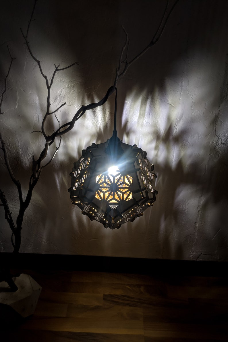 New! Sacred Geometry Lamp, Geometric Pendant Lamp- Dodecahedron Asanoha ...