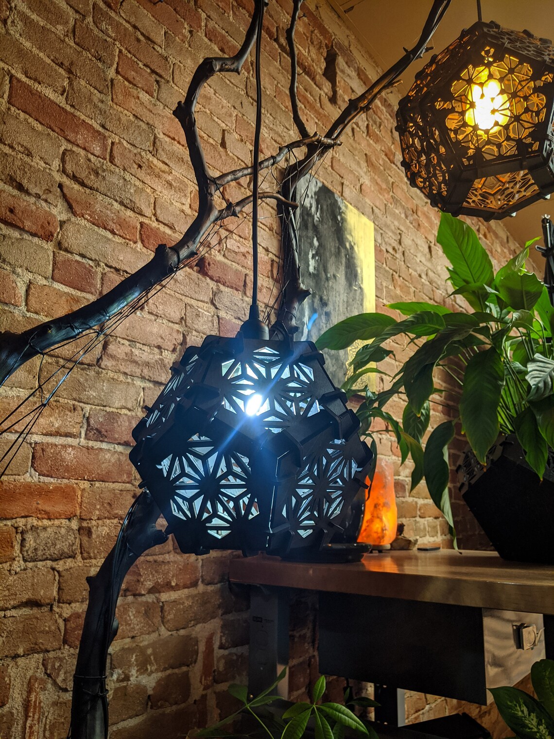 Sacred Geometry Lamp, Geometric Pendant Lamp- Dodecahedron Asanoha ...