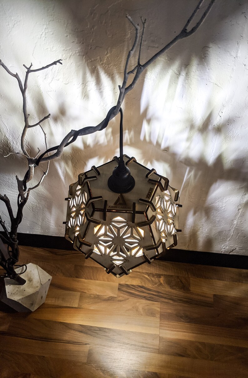 New! Sacred Geometry Lamp, Geometric Pendant Lamp- Dodecahedron Asanoha ...