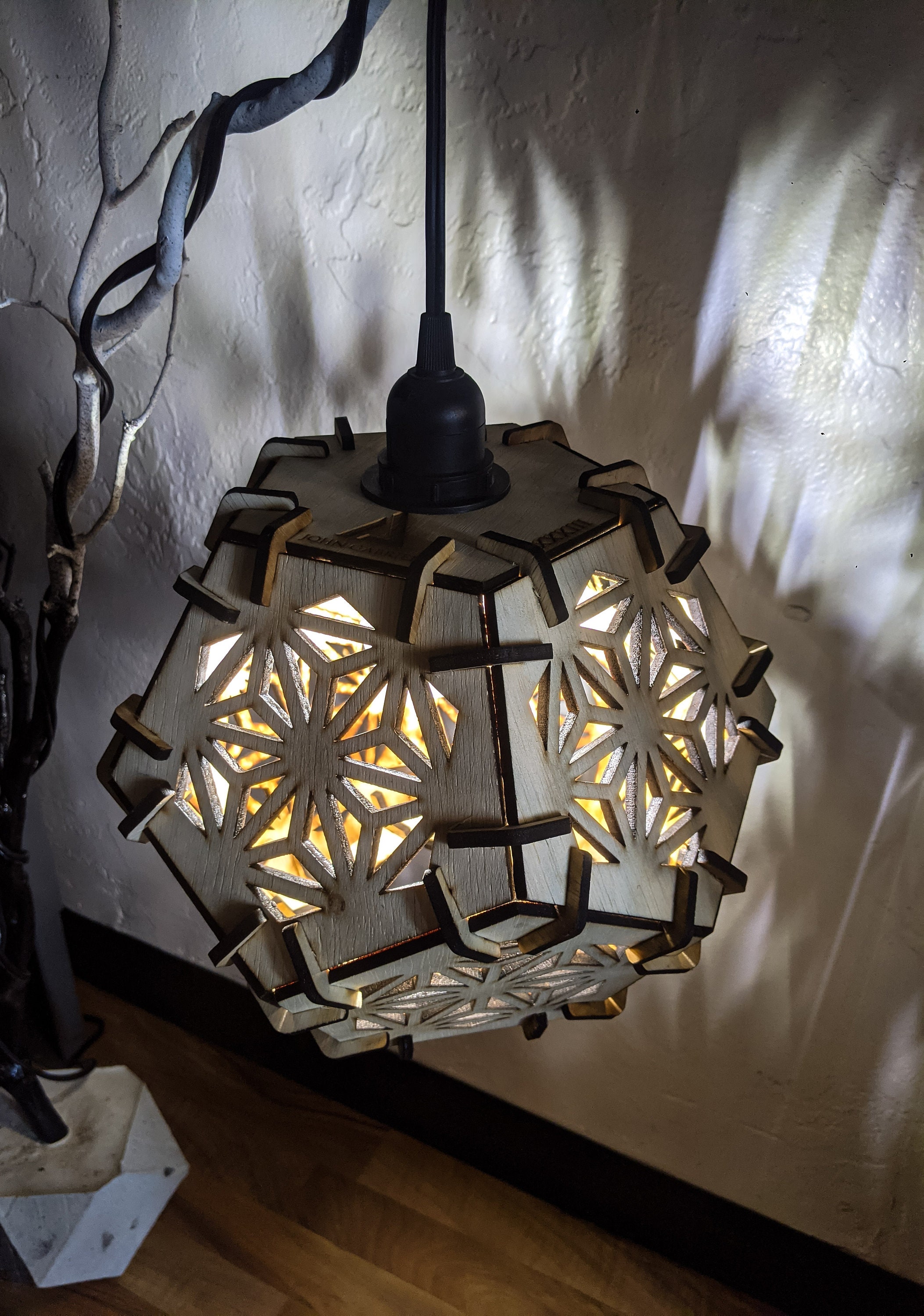 New! Sacred Geometry Lamp, Geometric Pendant Lamp- Dodecahedron Asanoha ...