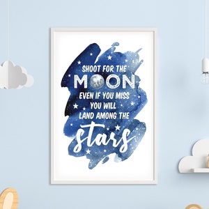 Shoot for the Moon Printable Art, Space Nursery Art, Baby Nursery ...