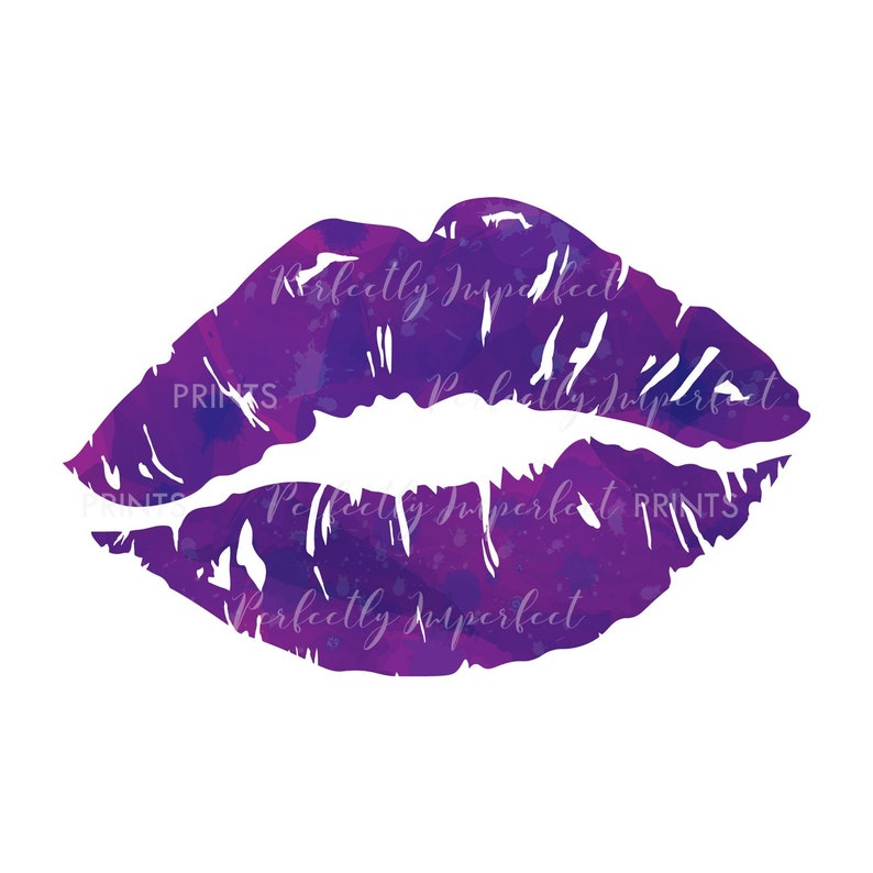 Watercolor Purple Lips Instant Download Lips Wall Art - Etsy