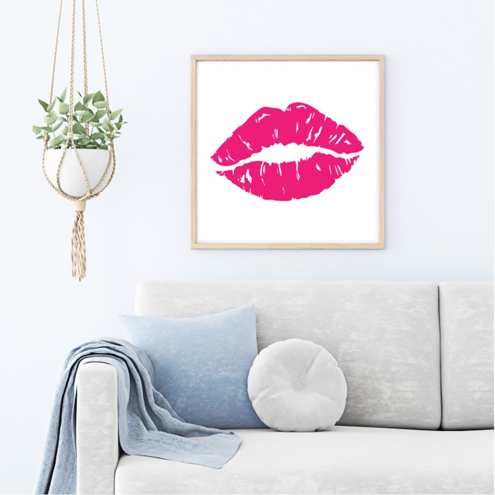 Hot Pink Lips Lip Wall Art Hot Pink Wall Art Lips Lip | Etsy