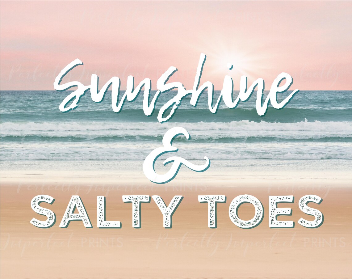 Sunshine and Salty Toes Printable Beach House Sign Coastal | Etsy
