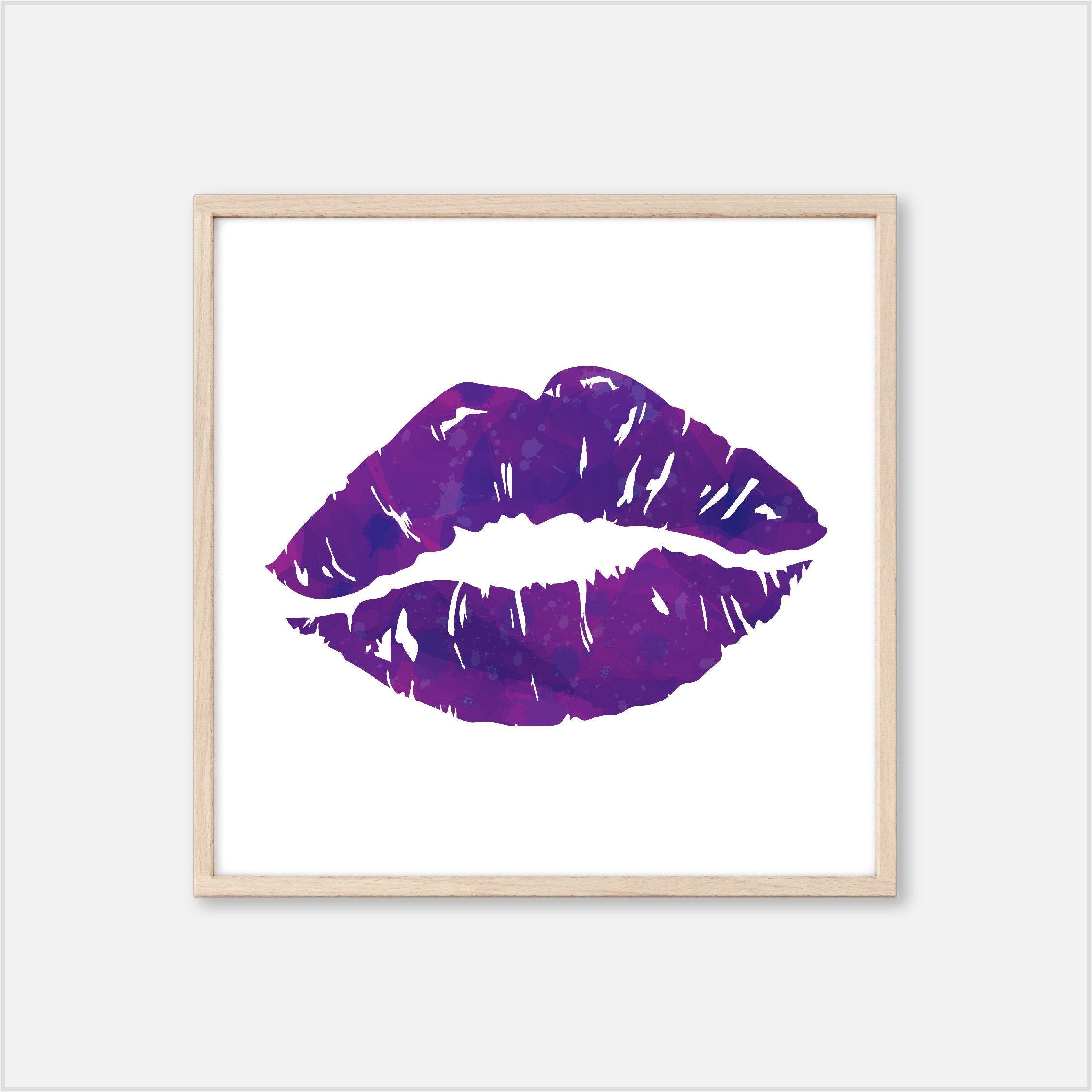 Watercolor Purple Lips Instant Download Lips Wall Art - Etsy