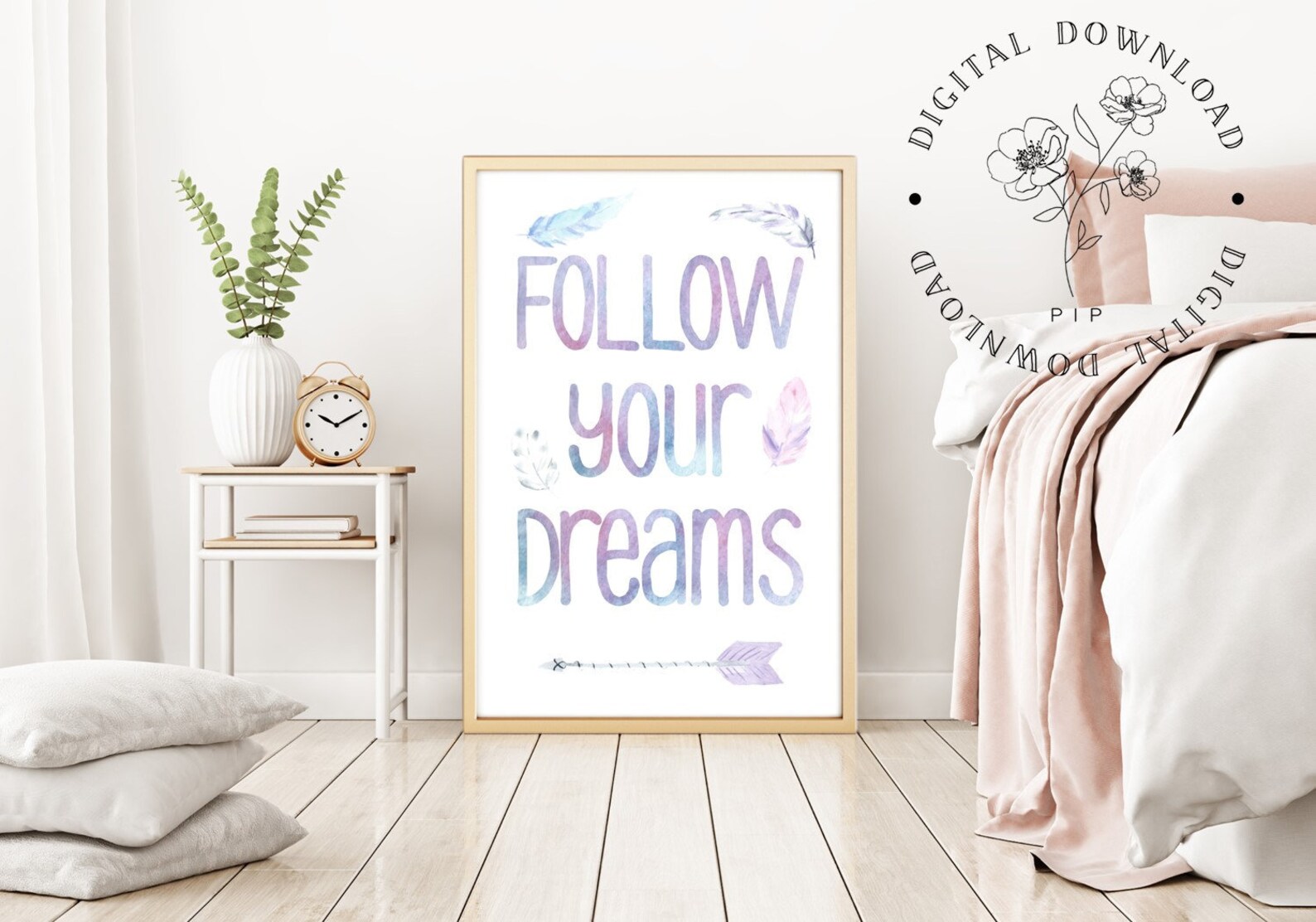 Follow Your Dreams Printable, Quote Poster, Housewarming Gift for Her ...