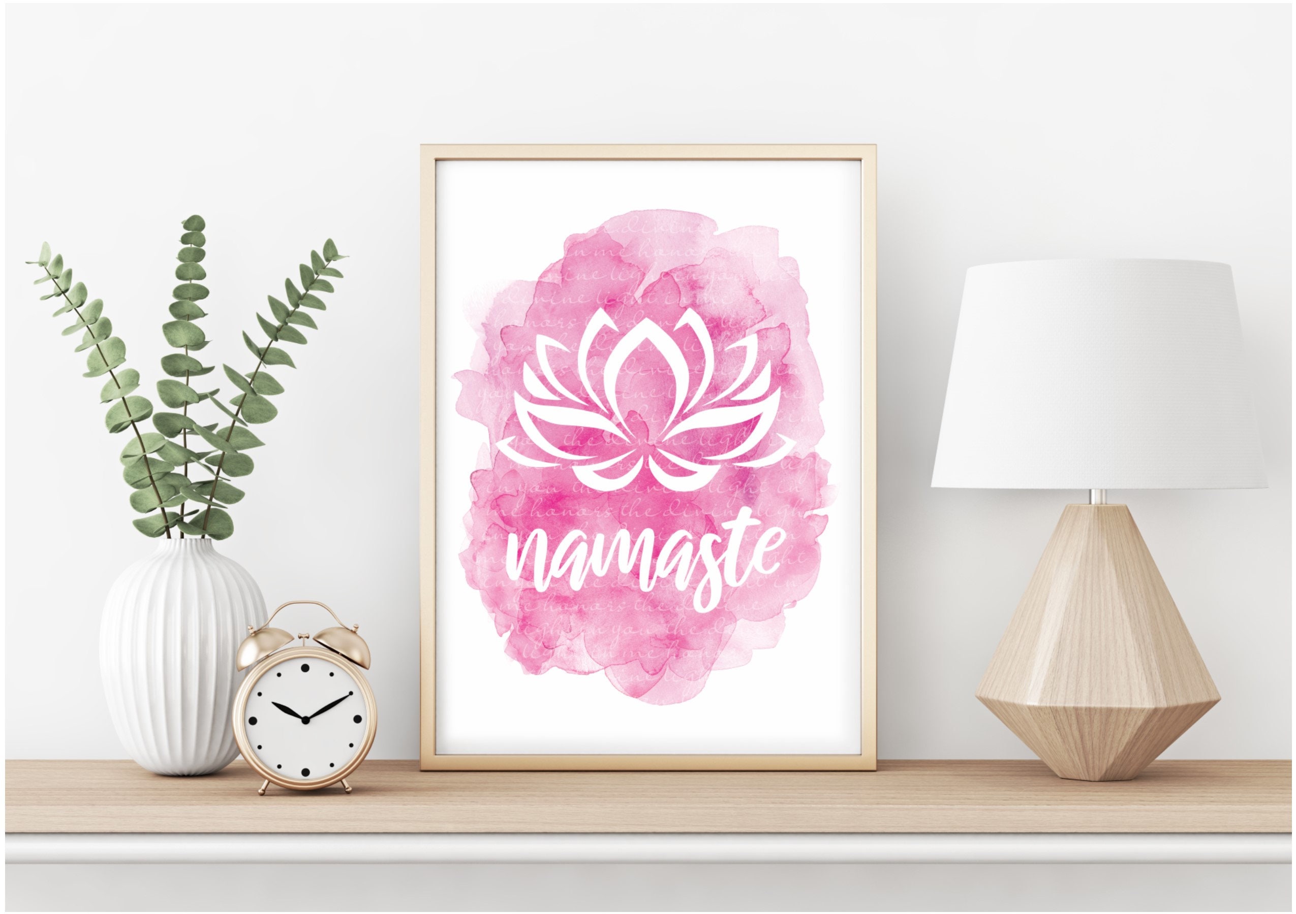 Namaste Poster Yoga Print Yoga Poster Pink Watercolor - Etsy