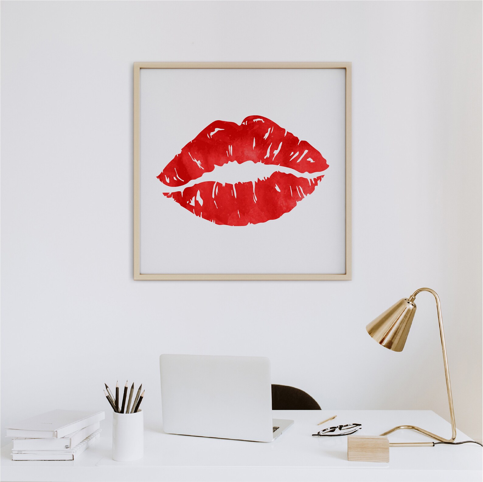 Watercolor Red Lips Art Print, Minimalist Decor (digital Download) - Etsy