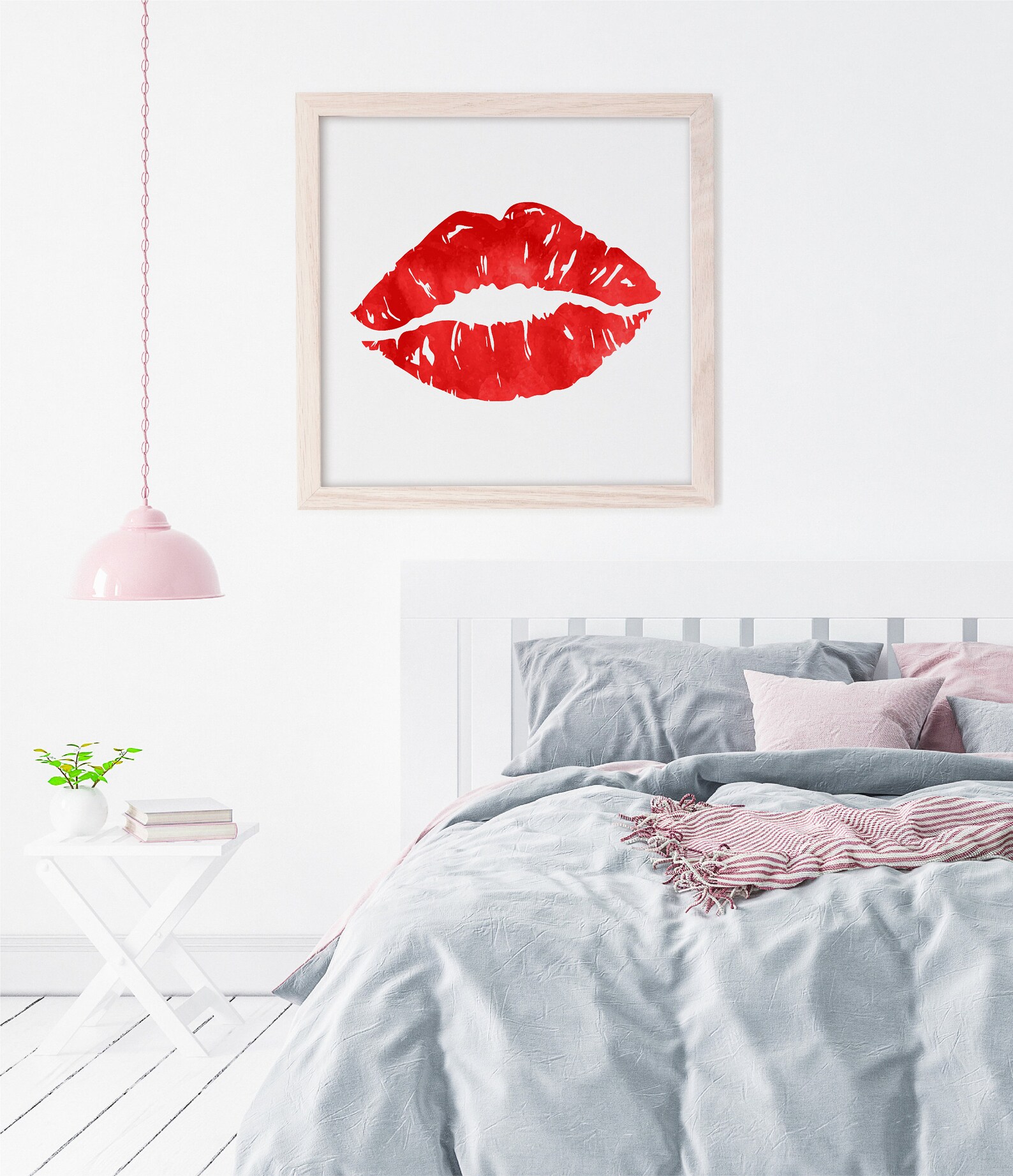 Watercolor Red Lips Instant Download Red Decor Lips Wall - Etsy