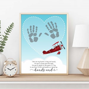 8.5x11 Printable Baby Handprint Art, Airplane Baby Nursery Child Boy ...