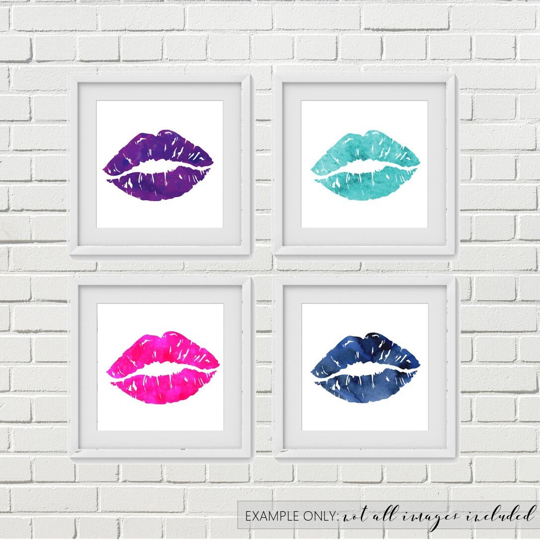 Watercolor Purple Lips Instant Download Lips Wall Art - Etsy