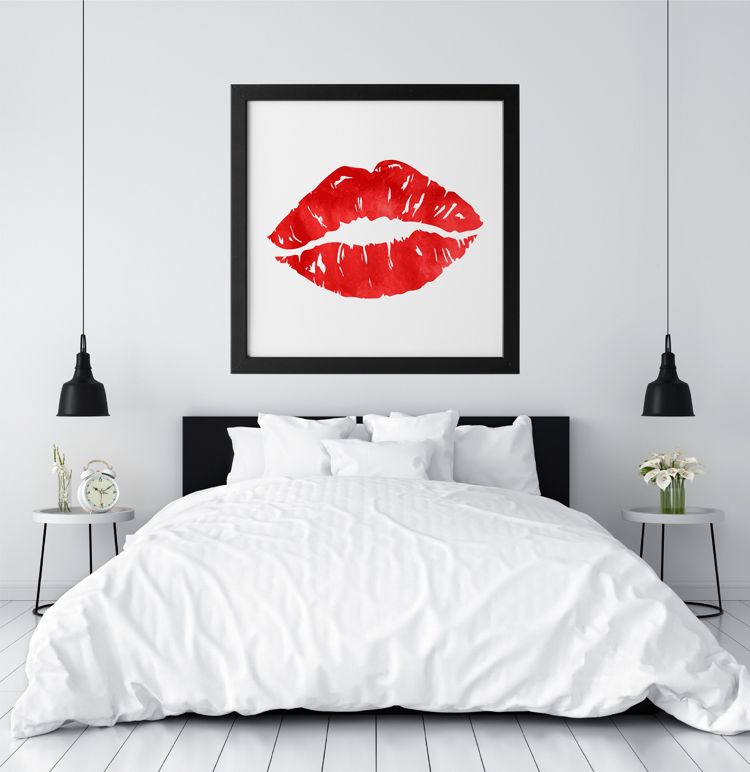 Watercolor Red Lips Instant Download Red Decor Lips Wall - Etsy