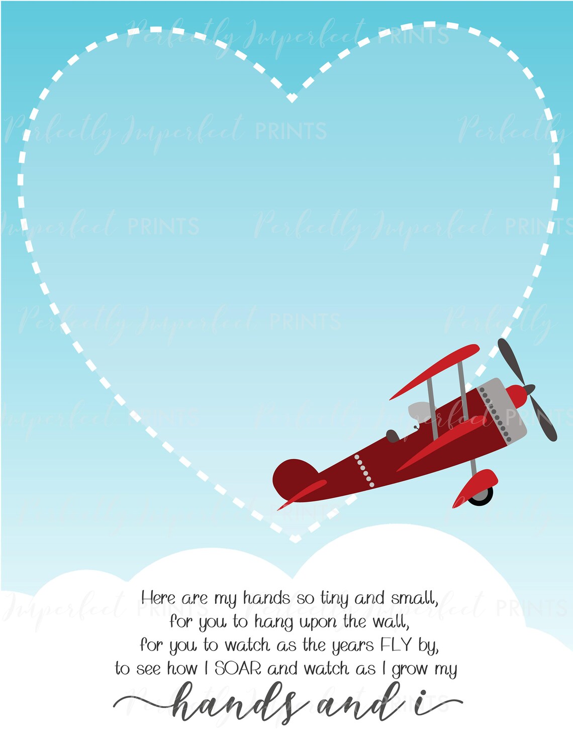 8.5x11 Printable Baby Handprint Art Airplane Baby Nursery - Etsy