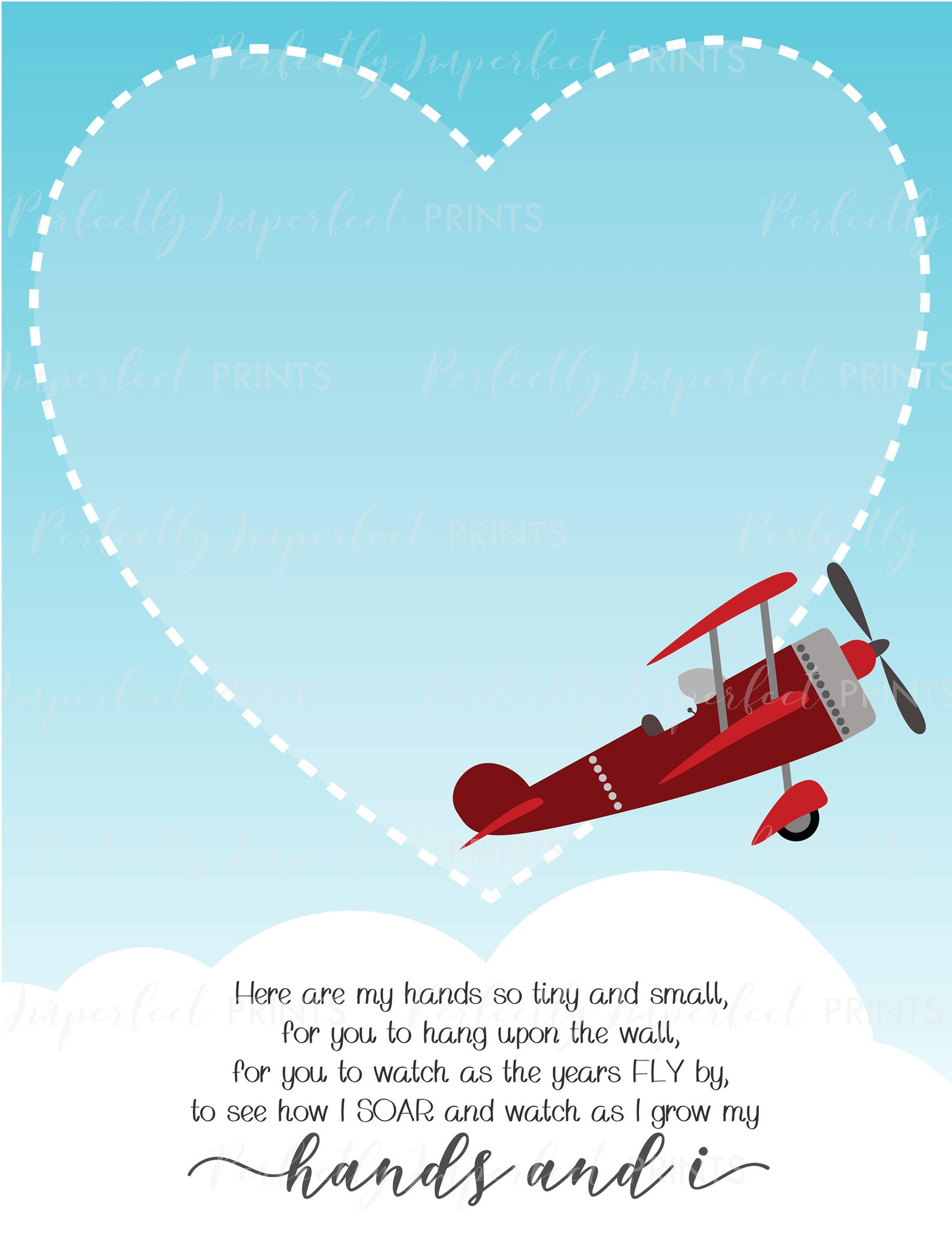 8.5x11 Printable Baby Handprint Art Airplane Baby Nursery - Etsy