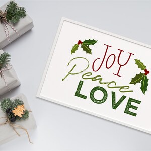 Joy Peace Love Wall Print Christmas Poster Xmas Print - Etsy