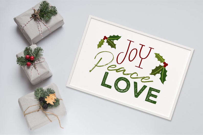Joy Peace Love Wall Print Christmas Poster Xmas Print - Etsy