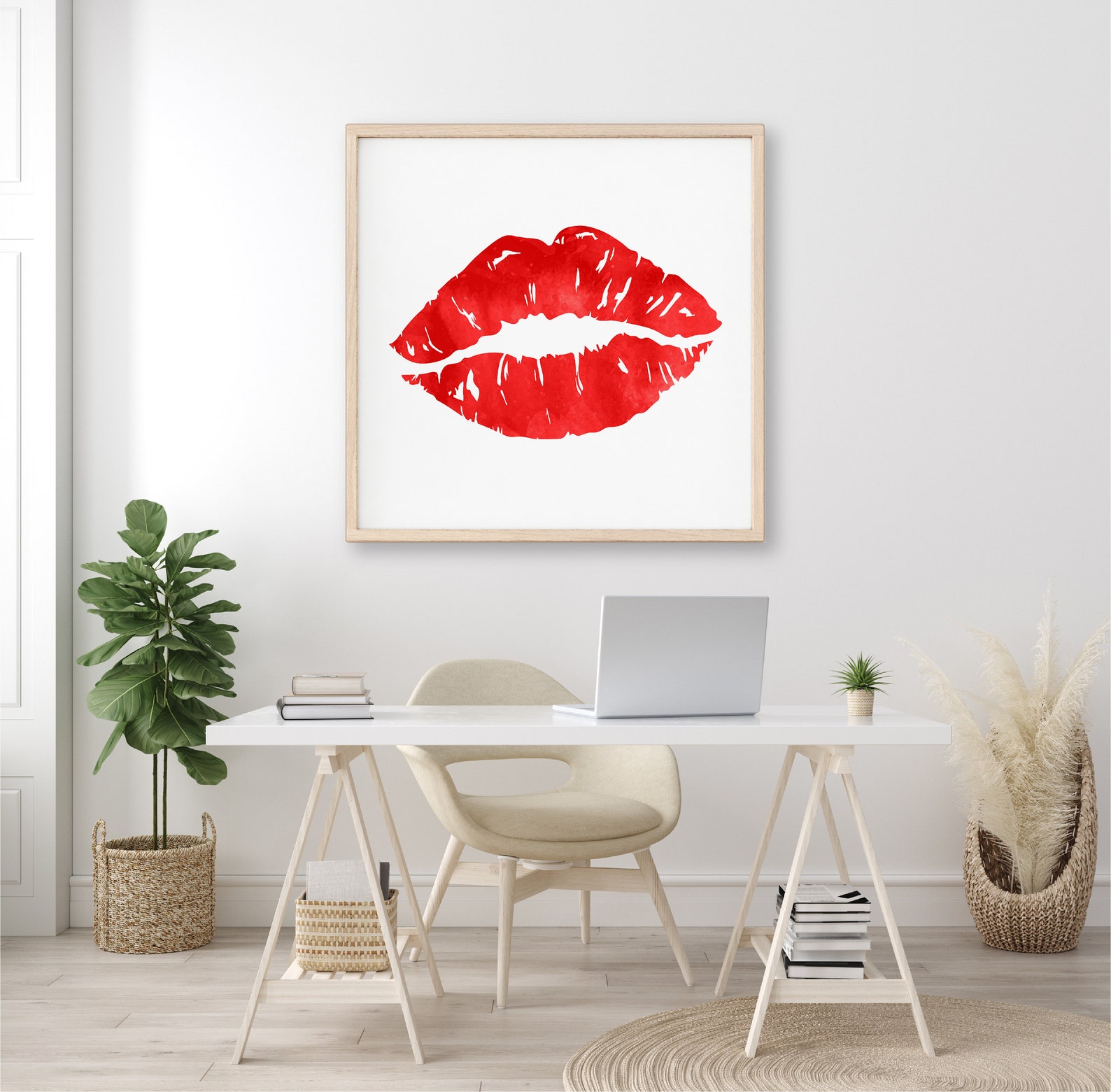 Watercolor Red Lips Instant Download Red Decor Lips Wall - Etsy