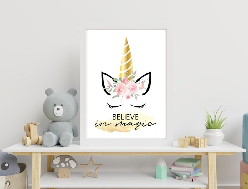 Magical Unicorn Printable Art Believe in Magic Unicorn Wall - Etsy