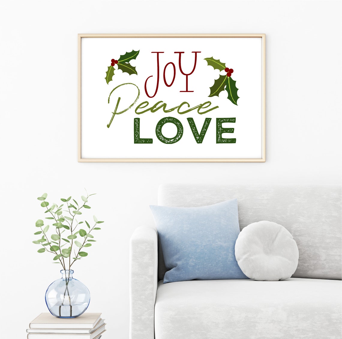 Joy Peace Love Wall Print Christmas Poster Xmas Print - Etsy