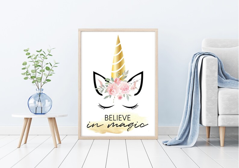 Magical Unicorn Printable Art Believe in Magic Unicorn Wall - Etsy