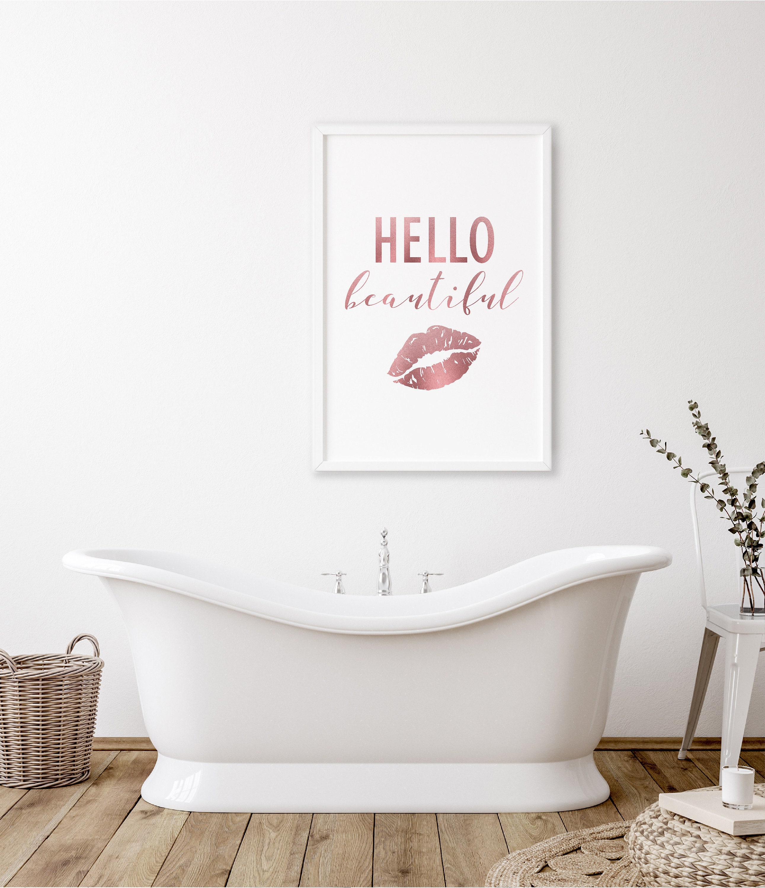 Hello Beautiful Rose Gold Wall Decor Mailed Print Bedroom - Etsy