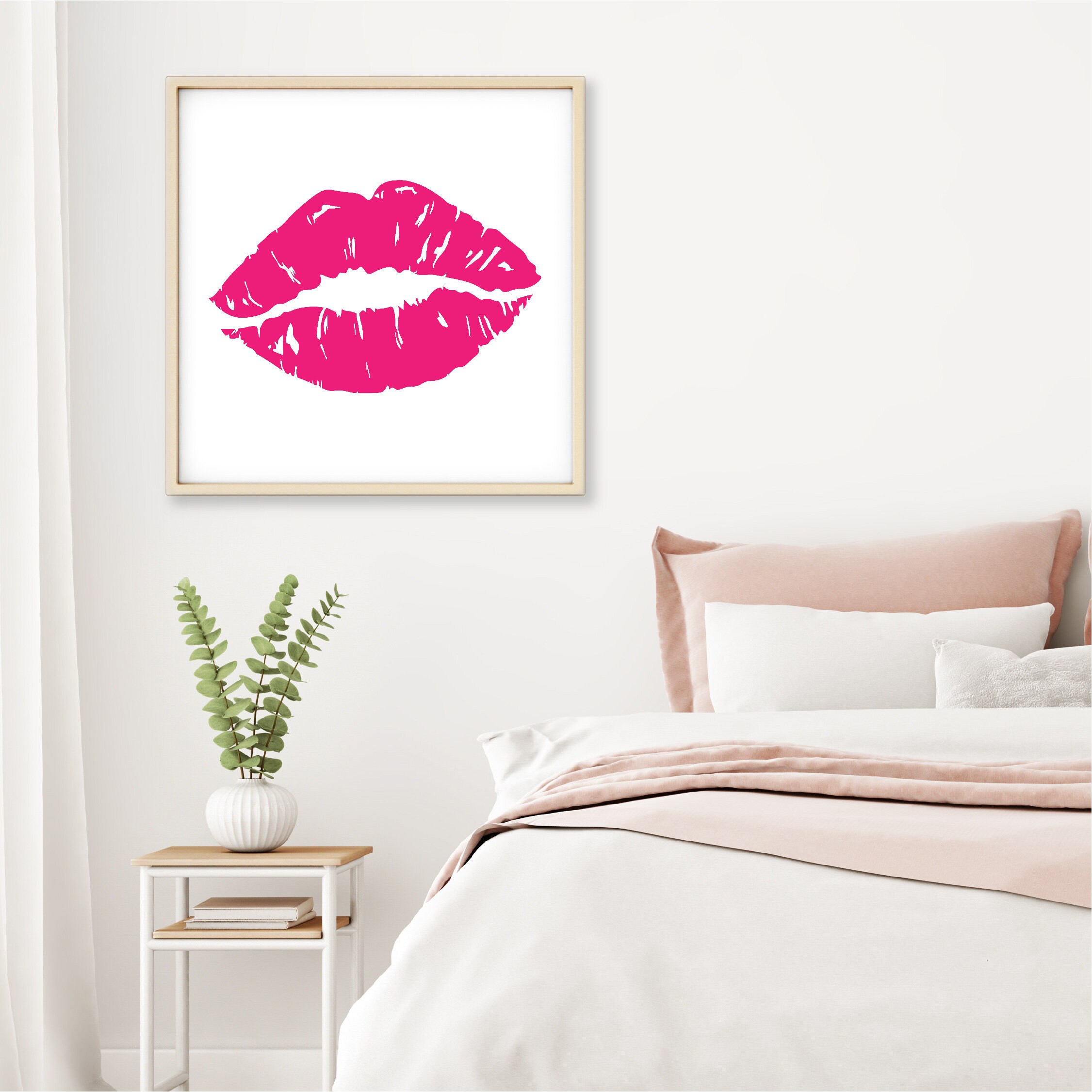 Hot Pink Lips Lip Wall Art Hot Pink Wall Art Lips Lip | Etsy