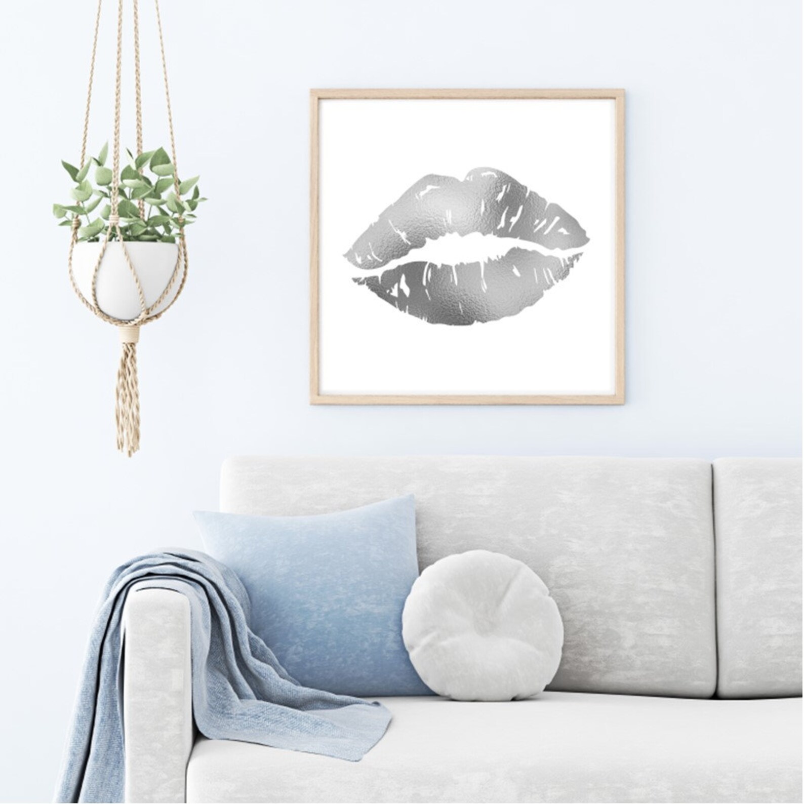 Metallic Silver Lips Lips Wall Art Minimalist Home Decor - Etsy