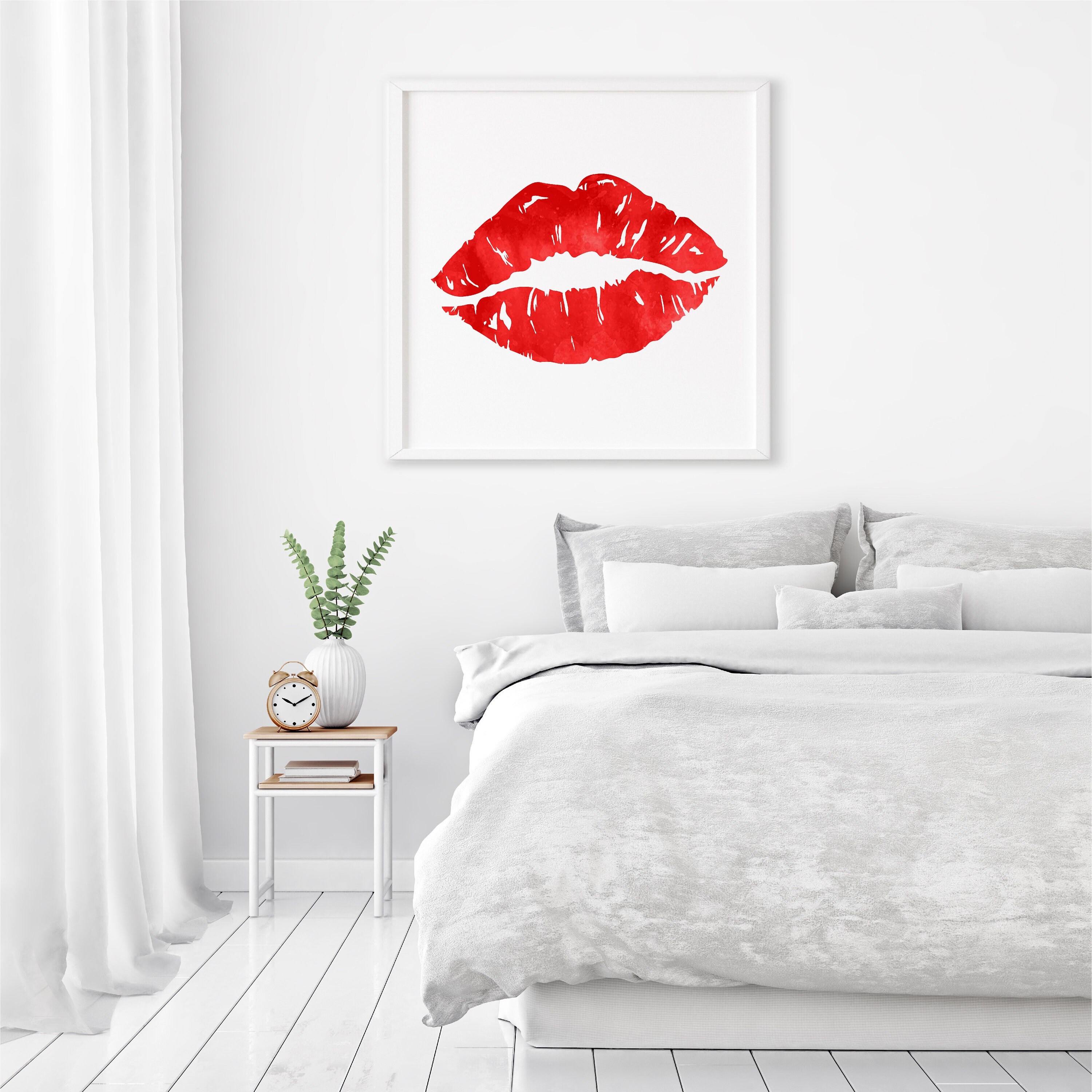 Watercolor Red Lips Instant Download Red Decor Lips Wall - Etsy