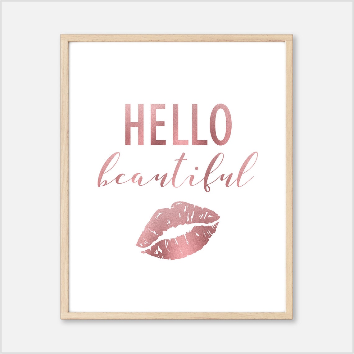 Hello Beautiful Rose Gold Wall Decor Mailed Print Bedroom - Etsy