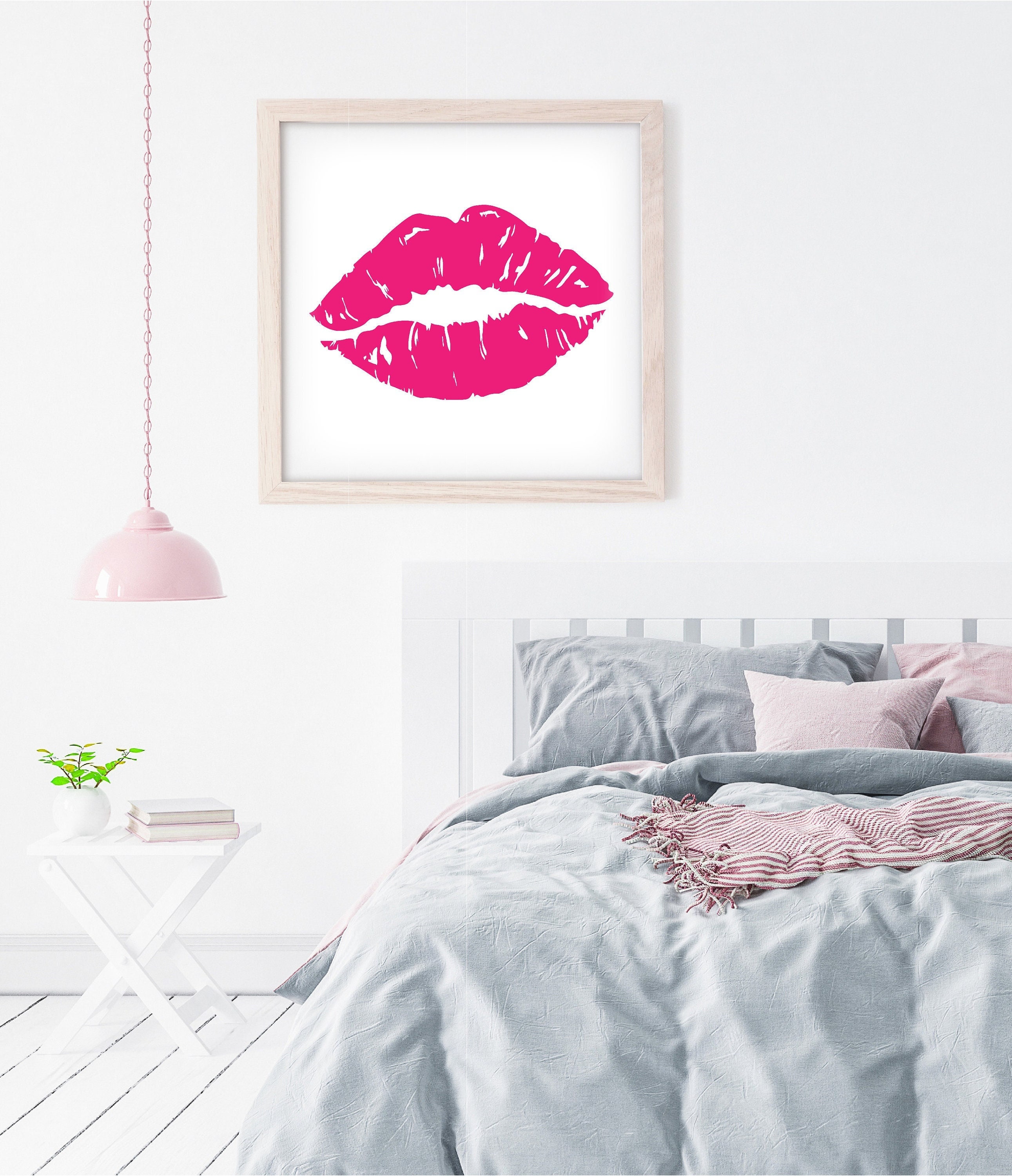 Hot Pink Lips Lip Wall Art Hot Pink Wall Art Lips Lip | Etsy