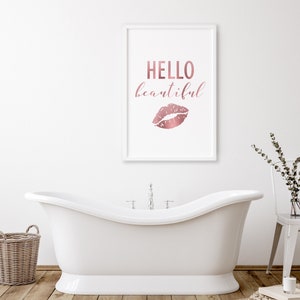 Hello Beautiful Wall Decor Printable Rose Gold Bedroom Decor - Etsy