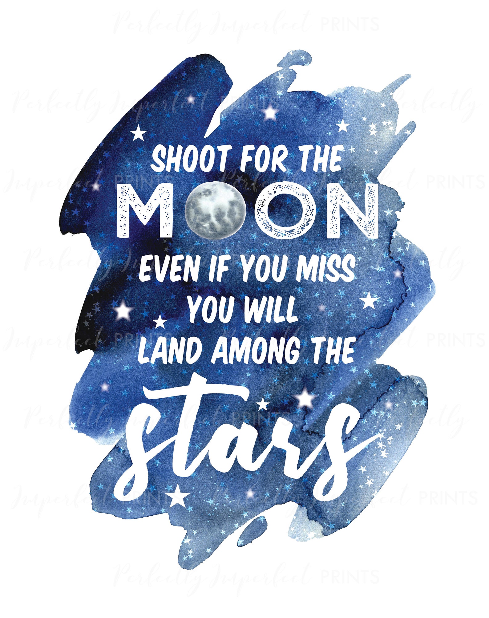 Shoot for the Moon Printable Art Space Nursery Art Baby - Etsy