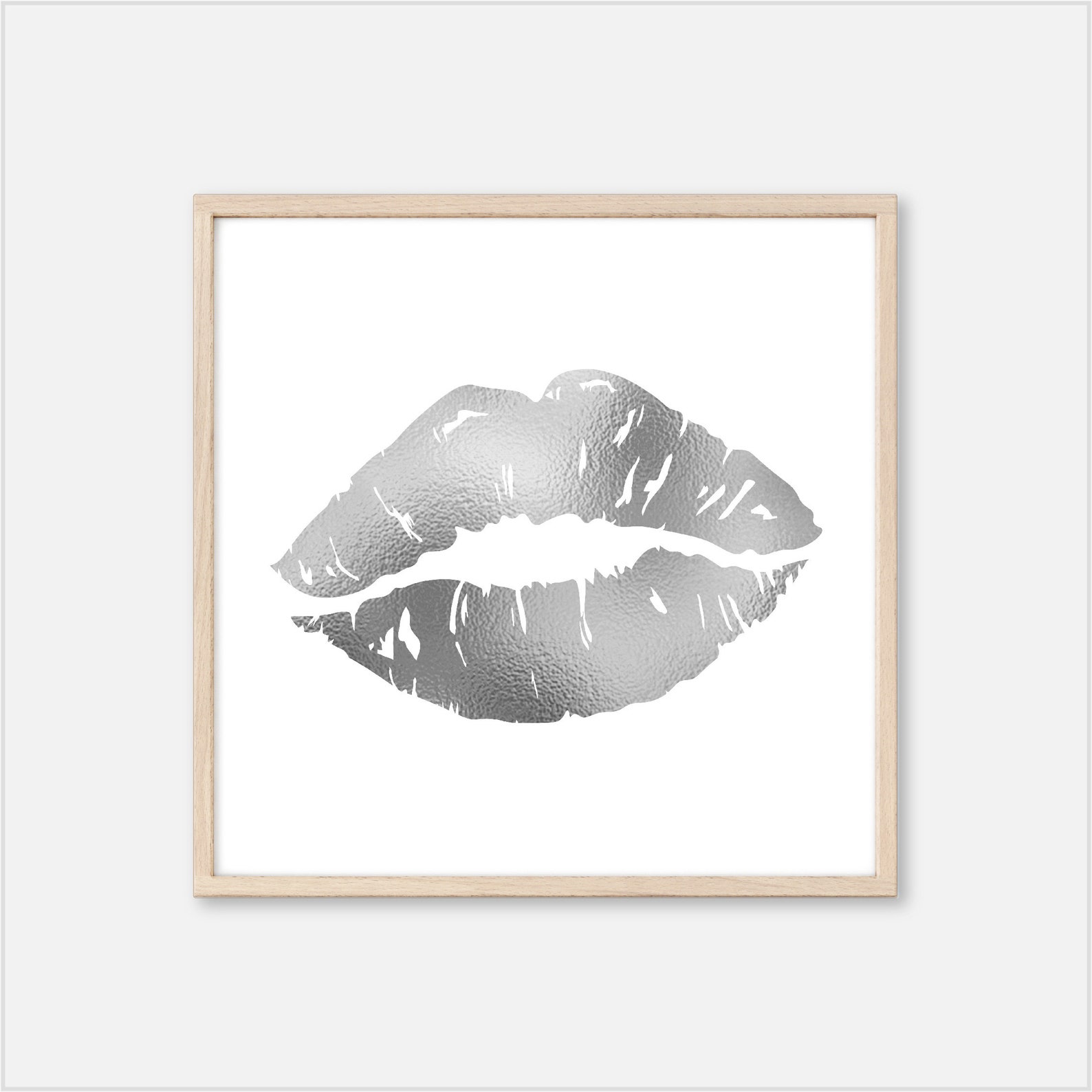 Metallic Silver Lips Lips Wall Art Minimalist Home Decor - Etsy