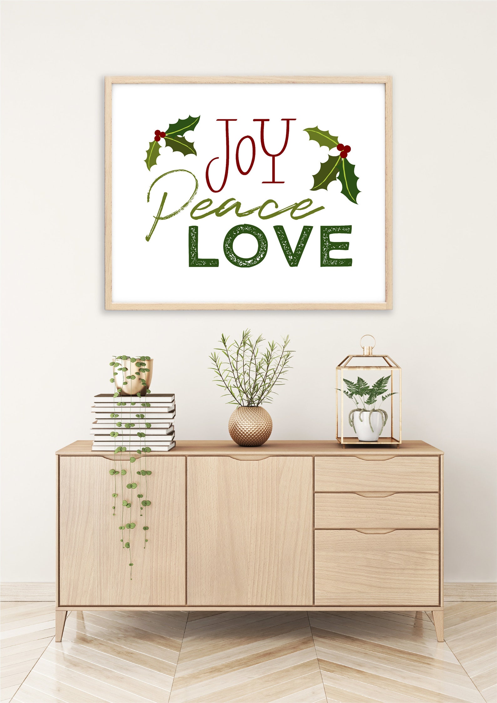 Joy Peace Love Wall Print Christmas Poster Xmas Print - Etsy