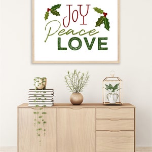 Joy Peace Love Wall Print Christmas Poster Xmas Print - Etsy
