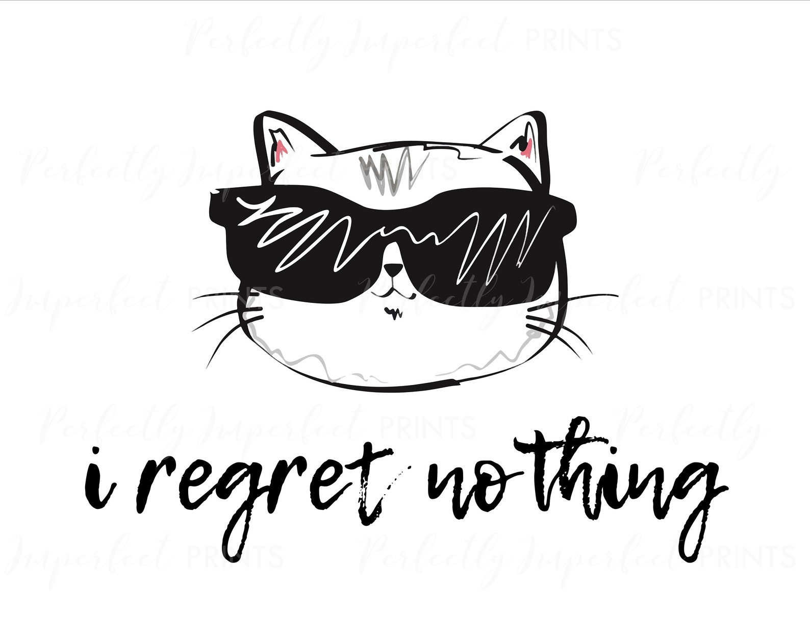 I Regret Nothing Funny Cat Printable Cat Poster Cat Wall | Etsy