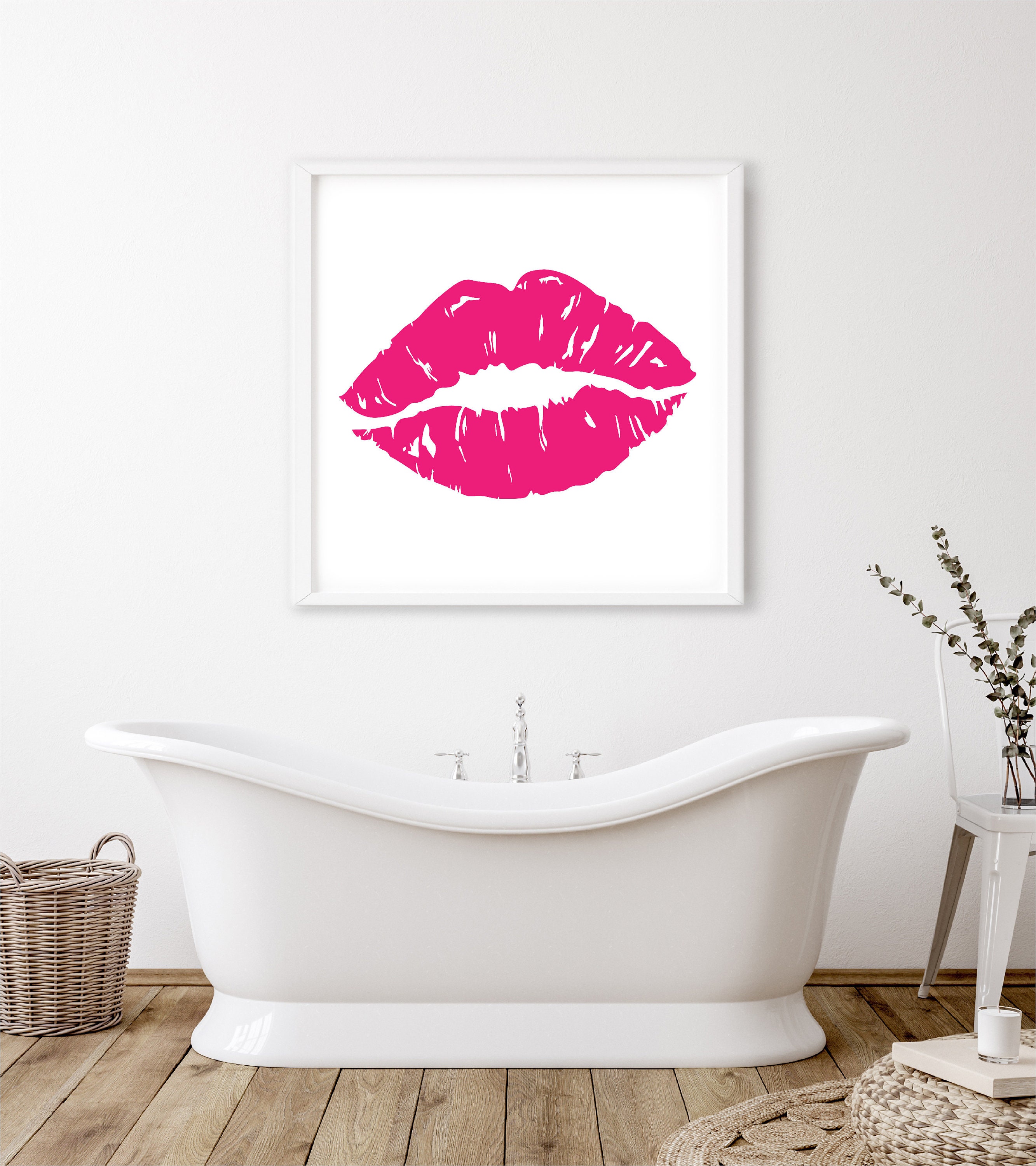 Hot Pink Lips Lip Wall Art Hot Pink Wall Art Lips Lip | Etsy