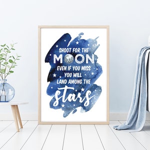 Shoot for the Moon Printable Art, Space Nursery Art, Baby Nursery ...