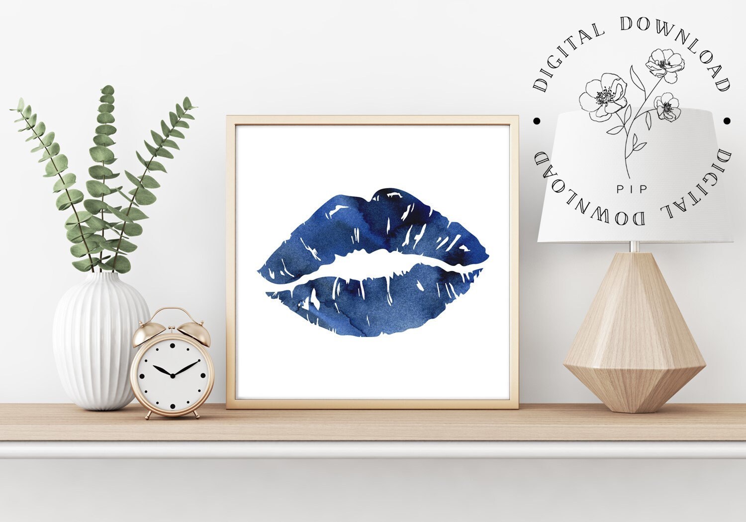 Watercolor Blue Lips Instant Download Lips Wall Art - Etsy