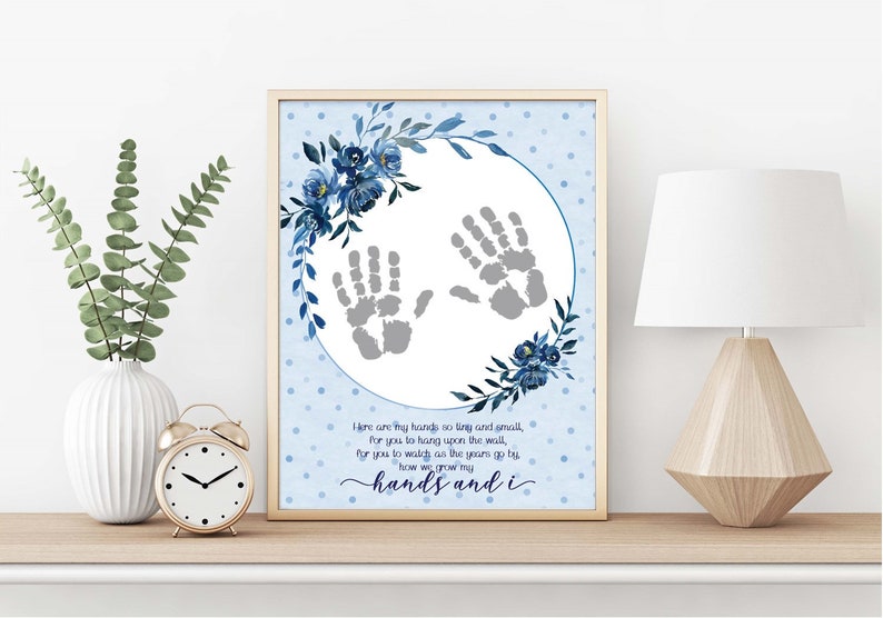 8.5x11 Printable Baby Handprint Art Watercolor Flower Baby - Etsy