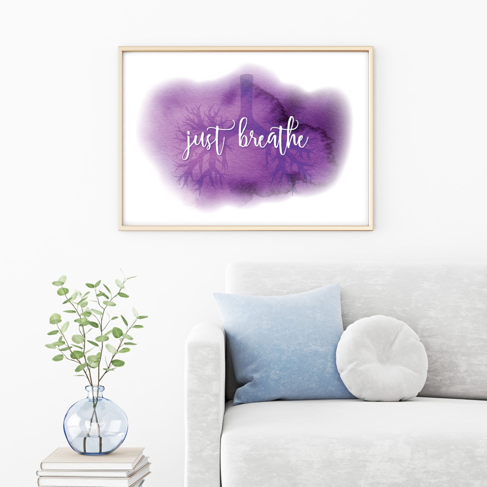 Just Breathe Printable Respiratory Therapist Art Purple | Etsy