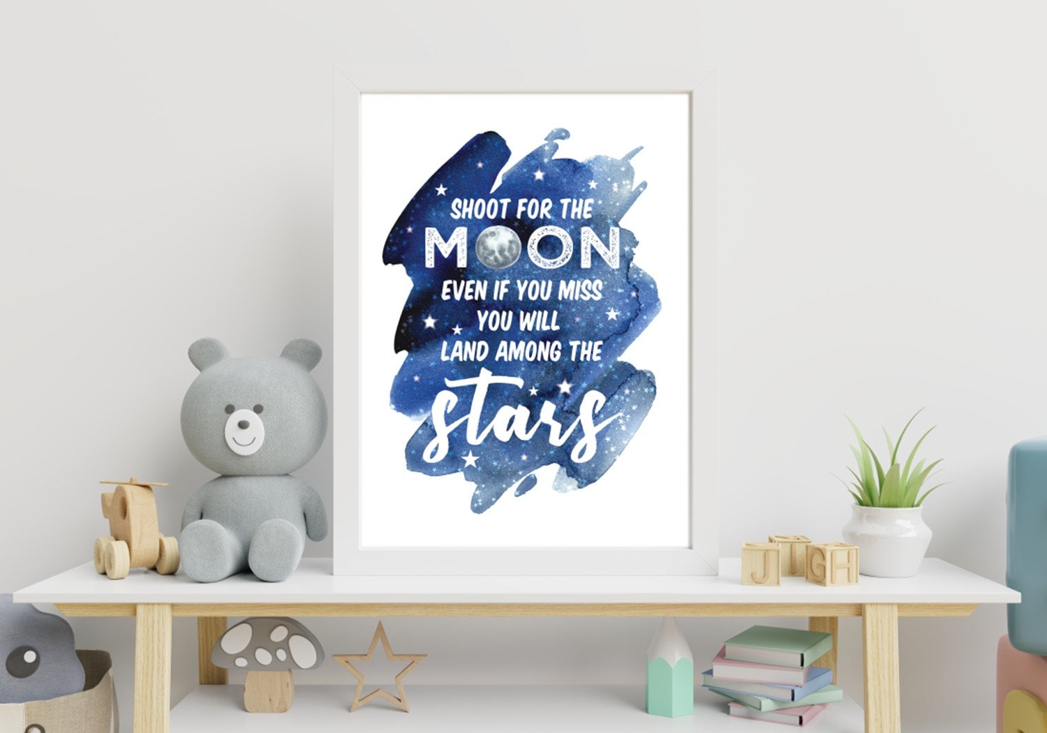 Shoot for the Moon Printable Art Space Nursery Art Baby | Etsy