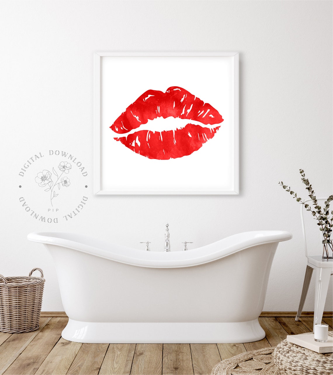 Watercolor Red Lips Instant Download Red Decor Lips Wall - Etsy