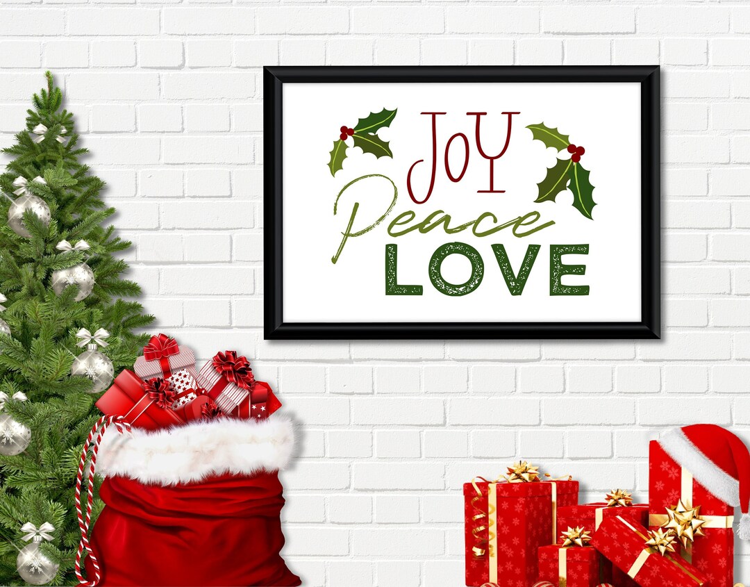 Joy Peace Love Wall Print Christmas Poster Xmas Print - Etsy