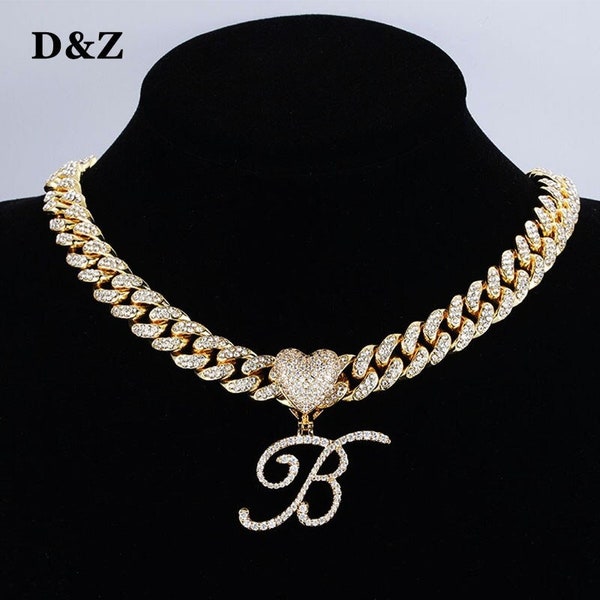 Iced Out Letter Necklace - Etsy