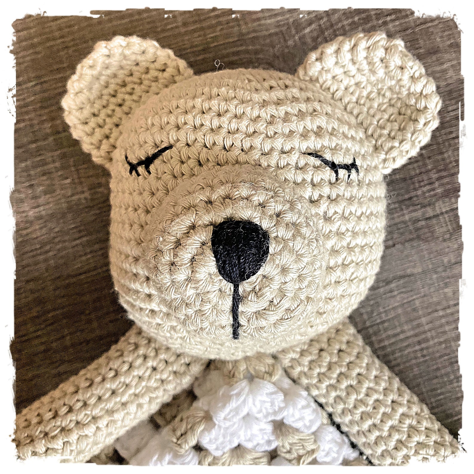 Doudou Flat Teddy Bear Cotton Handmade Crochet - Etsy UK