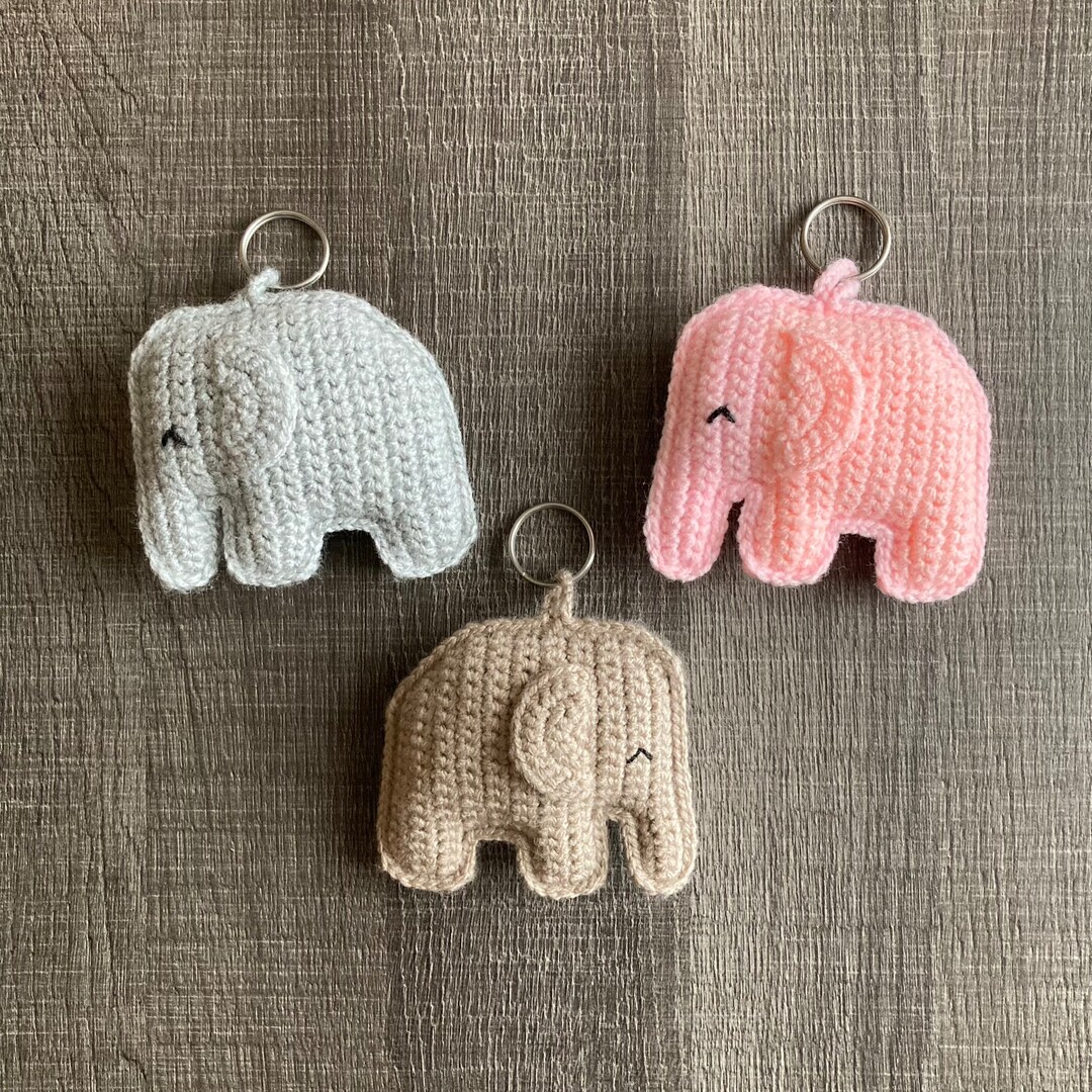 Flat Crochet Amigurumi Elephant Key Ring - Etsy