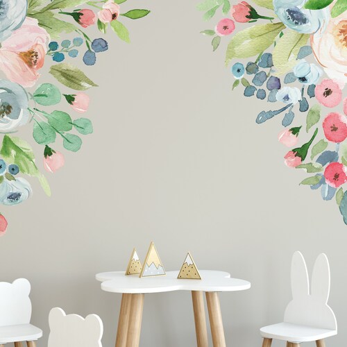 SAMPLES DANY Wall Flowers Pastel Colors Corners Border Frame - Etsy
