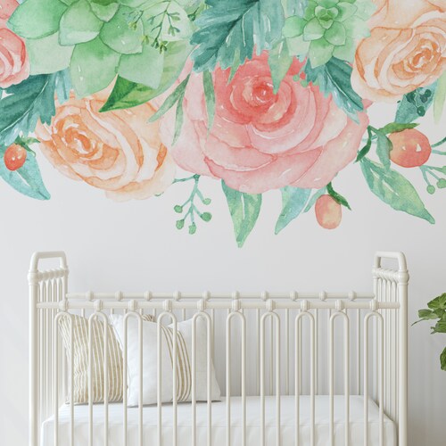 DANY Corners Wall Flowers Bouquet Pastel Colors Decal Girl - Etsy