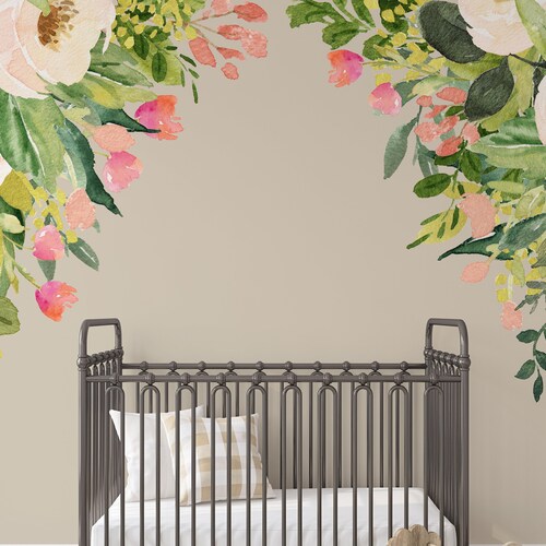 DANY Corners Wall Flowers Bouquet Pastel Colors Decal Girl - Etsy